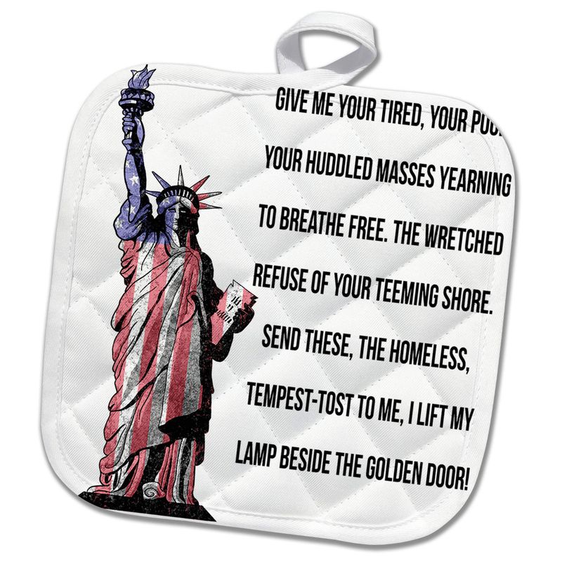 8x8 Potholder - Poem of The Statue of Liberty, The New Colossus with ...