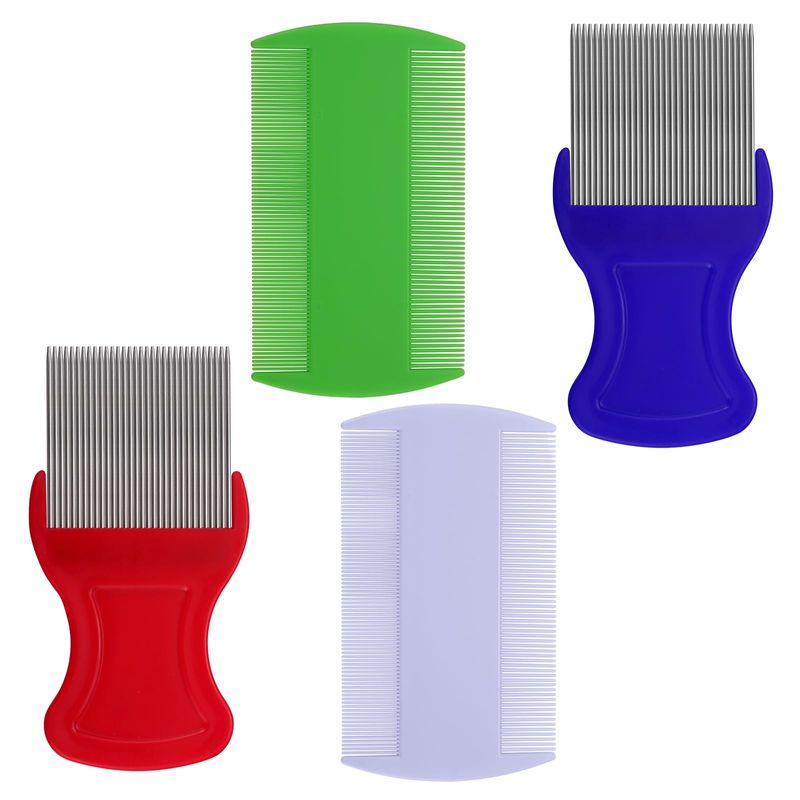 4 Pcs Head Hair Comb, 2 Pieces Lice Combs Double Sided，2 Pieces Removal ...