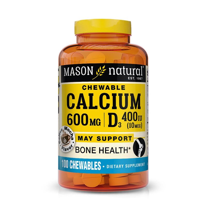 Mason Natural Calcium 600 mg & Vitamin D3 - Coffee Mocha Flavor, 100 ...