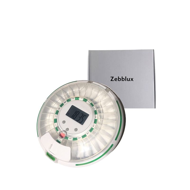 Zebblux Pill Dispenser, automatic 6 Alarms per Day. Solid Lockable Lid ...