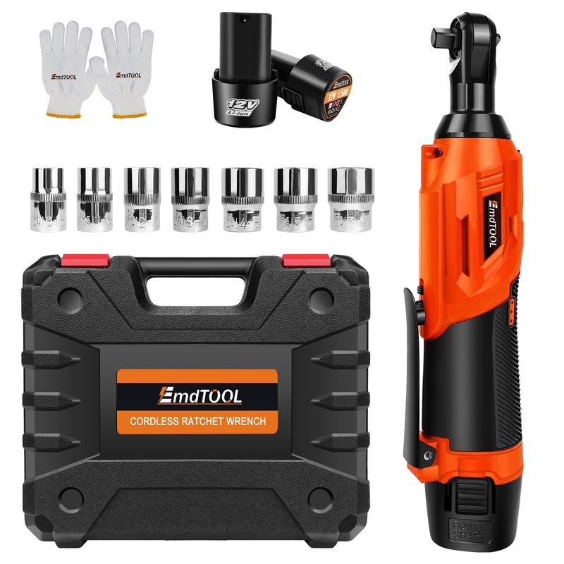 3/8” Cordless Socket Wrench Set, Quick Release Ratchet set with Sockets ...