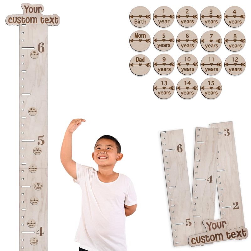 Personalized Wooden Ruler Growth Chart for Kids with Height Markers ...