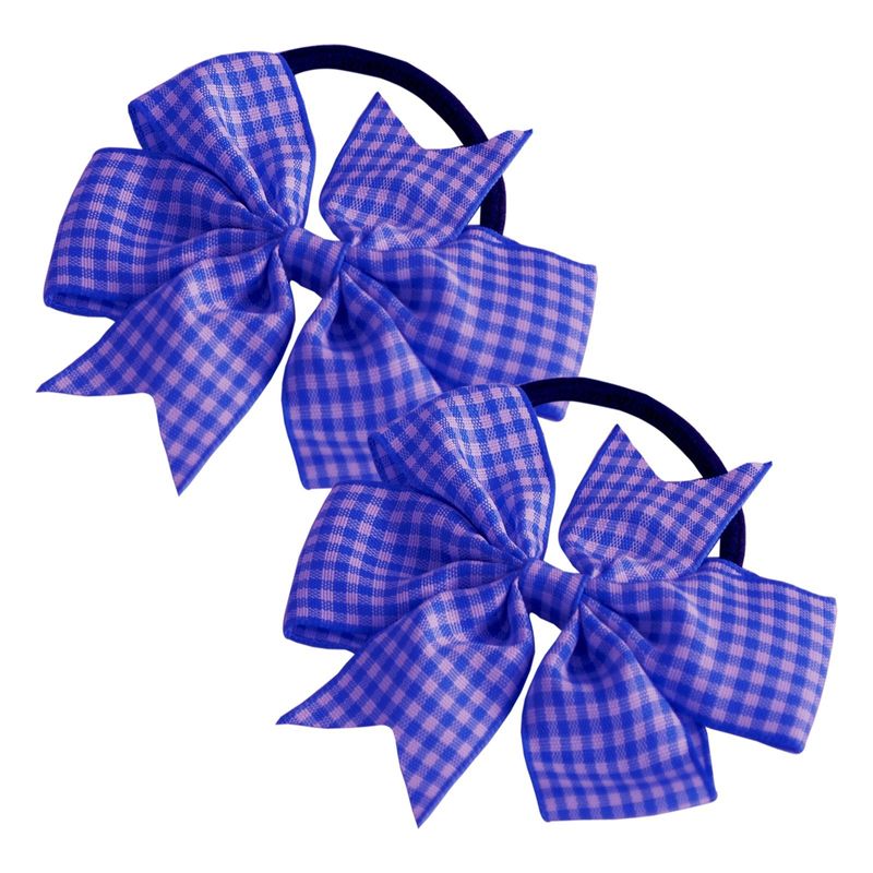 2 x 'Flat Fan' Bow Hair Bobbles | Hair Elastic | School Hair | Gingham ...