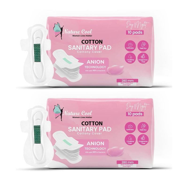 Nature Cool Anion 20 Cotton Sanitary Pads for Women - Heavy Flow ...