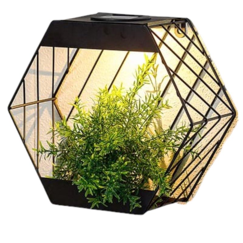 DIVAS SPIRITUAL Hexagonal Wall Planter Solar Light Outdoor Garden ...