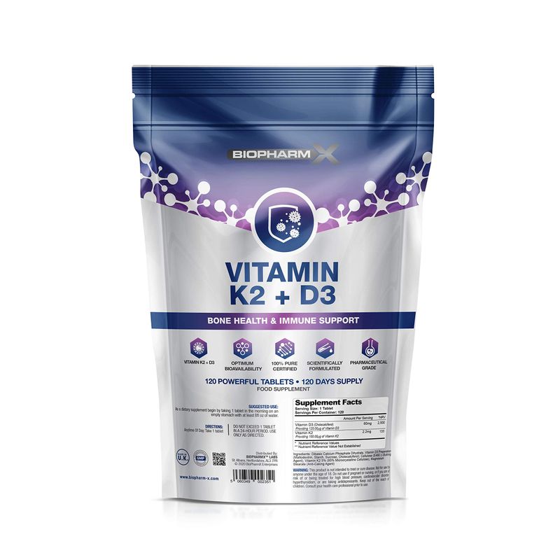Maximum Strength 4000+ IU Vitamin D + 100ug Vitamin K2 (120 Vegetarian ...