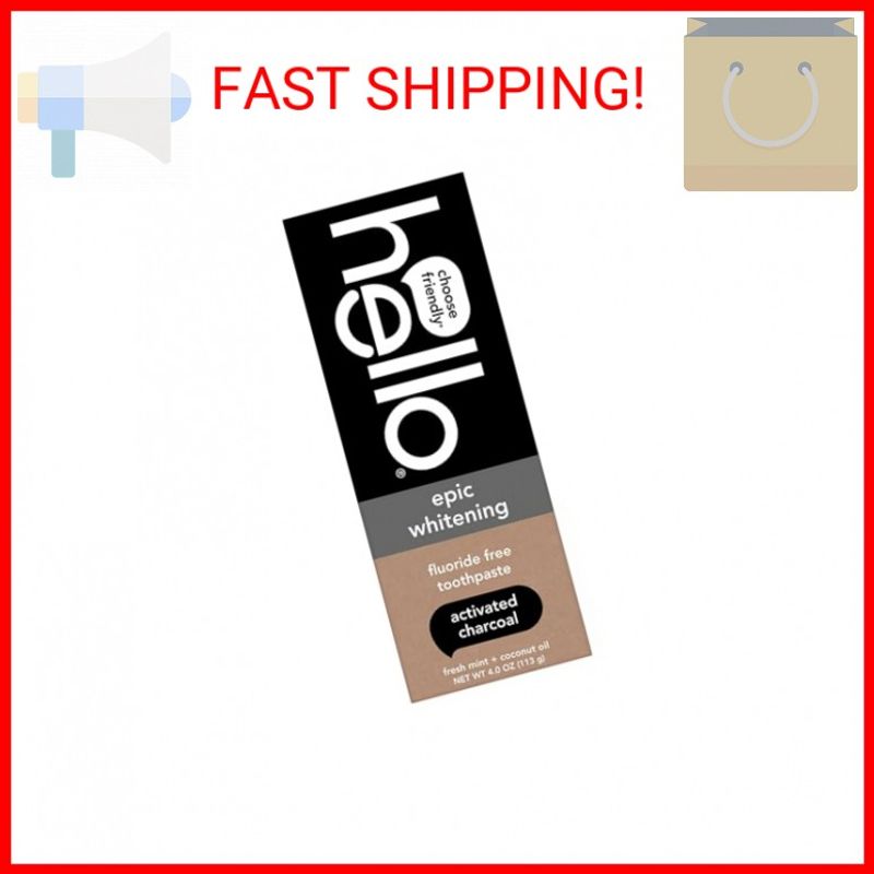 hello Epic Whitening Charcoal Fluoride Free Toothpaste, Activated ...