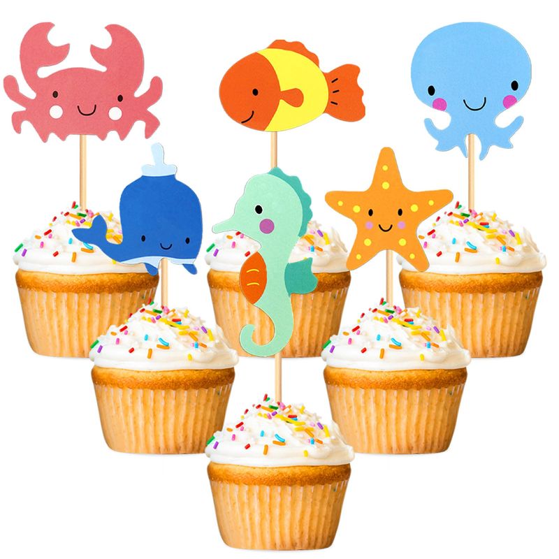 Blumomon Ocean theme cake topper, whale, seahorse, starfish sea animal ...