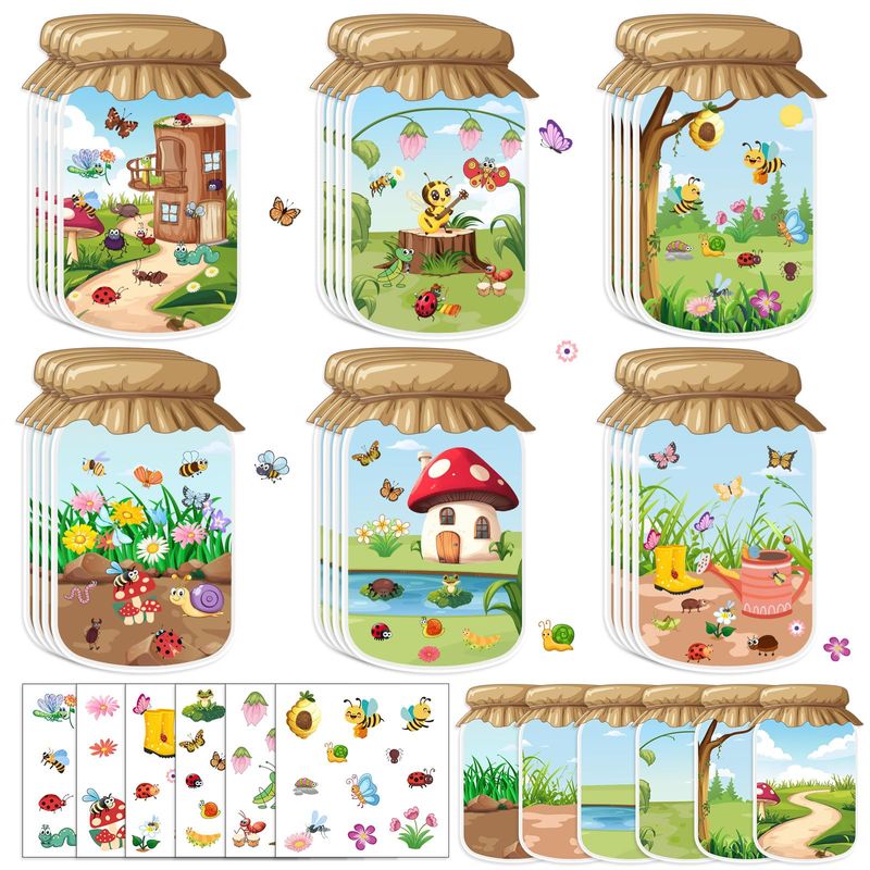 24Pack Spring Craft Bugs Scene Stickers Summer Art Craft Make A Bug Jar ...