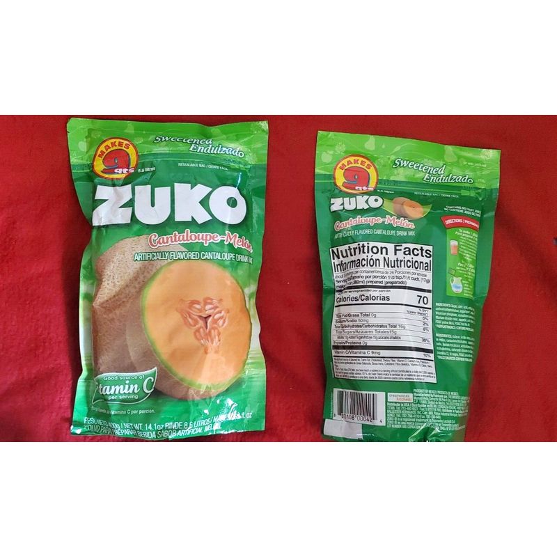 2 PACK ZUKO CANTALOUPE (MELON) FLAVORED DRINK MIX FORTIFIED WITH ...