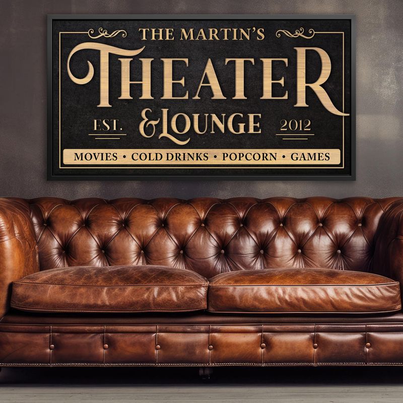 AWESOMETIK Theater Sign Personalized Canvas Wall Decor with Custom ...