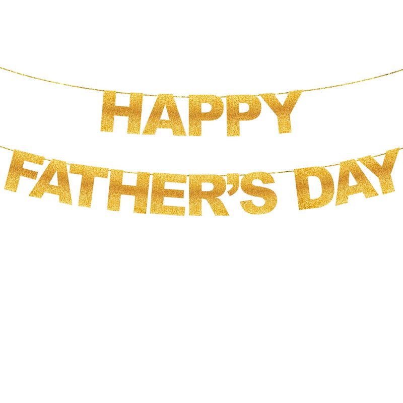 TOYVENTURES Pre-Strung Happy Father Day Banner, Gold Glitter Father’s ...