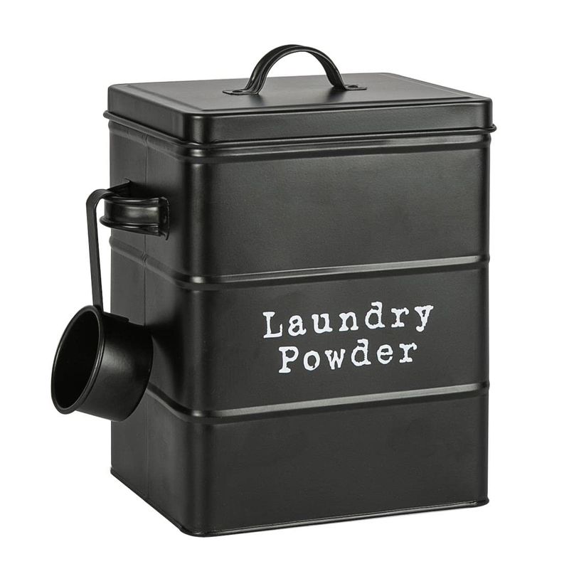 Harbour Housewares Washing Powder Storage Container Tin - Black - Steel ...