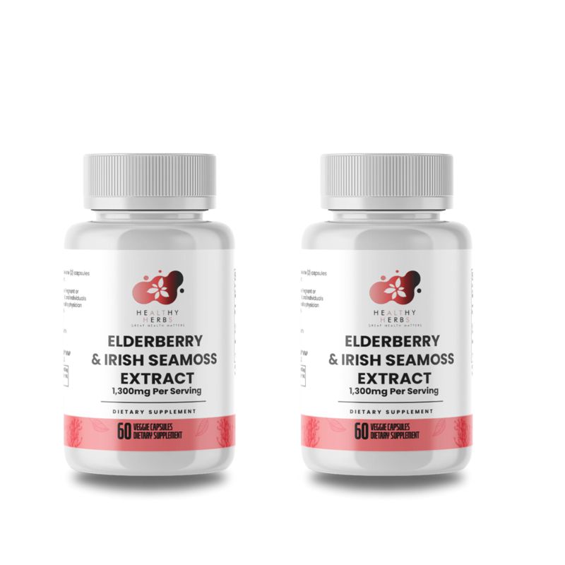 Healthy Herbs Wildcrafted Elderberry Sea Moss Capsules | 2600mg Irish Sea Moss + Elderberry ...