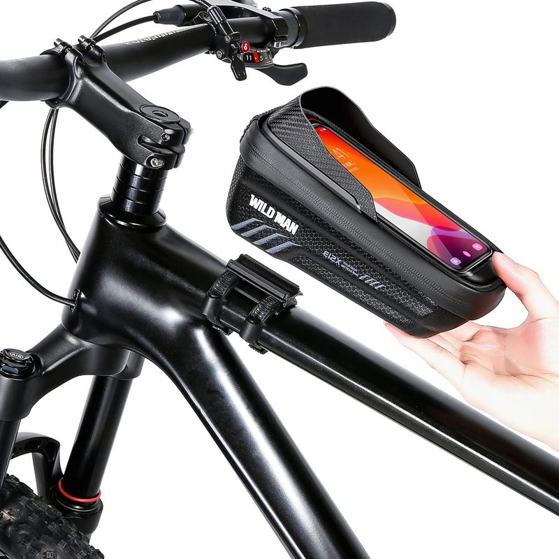 WILD MAN Quick Release Bike Frame Bag with TPU Touch Screen Top Tube ...