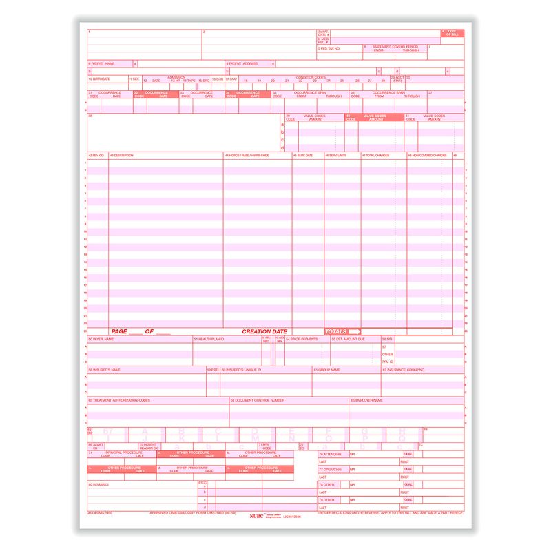 ComplyRight UB-04 Hospital Claim Form | Laser Cut | Insurance Claim ...