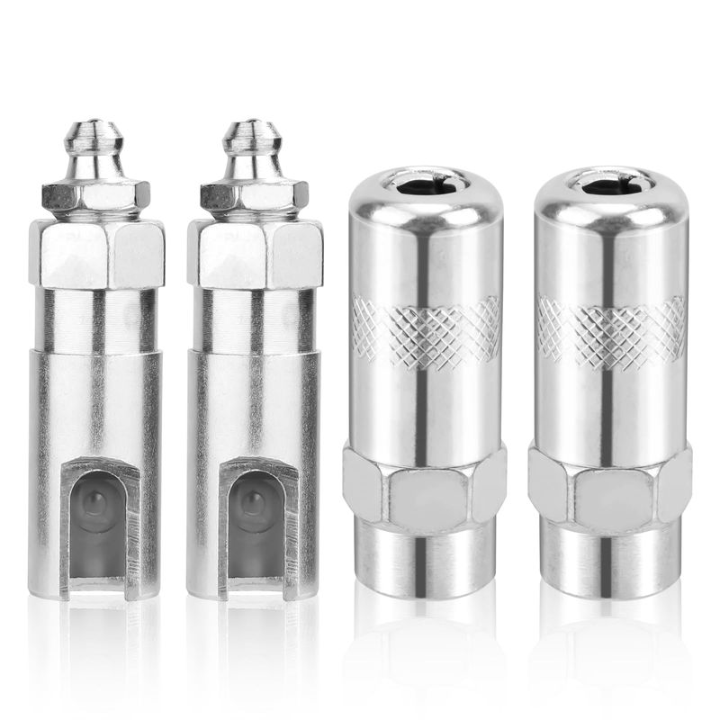 4pcs Grease Gun Coupler & Push on 90 Degree Grease Adapter, 1/8 NPT ...