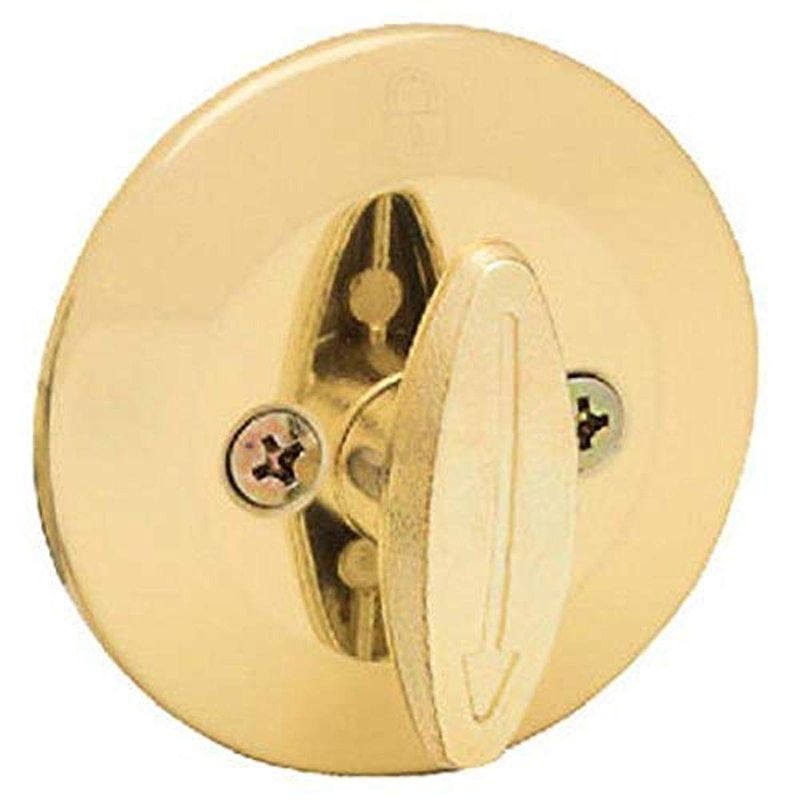 Kwikset 663 Deadbolt Unkeyed Deadbolt Lock, Polished Brass Round ...