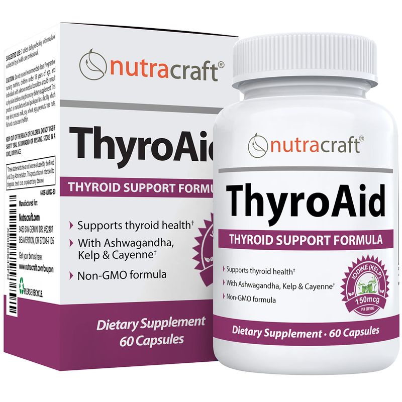 ThyroAid #1 Thyroid Support Supplement | Natural Herbal Thyroid Formula with Iodine (Kelp ...