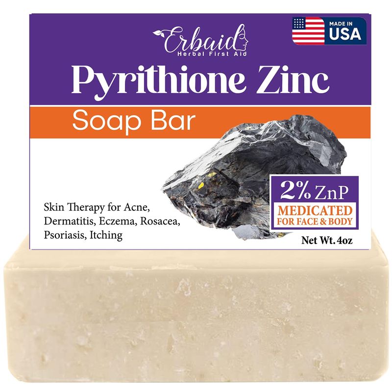 Pyrithione Zinc Soap Bar for Face & Body, 4oz | 2% ZnP Bar Soap Skin ...