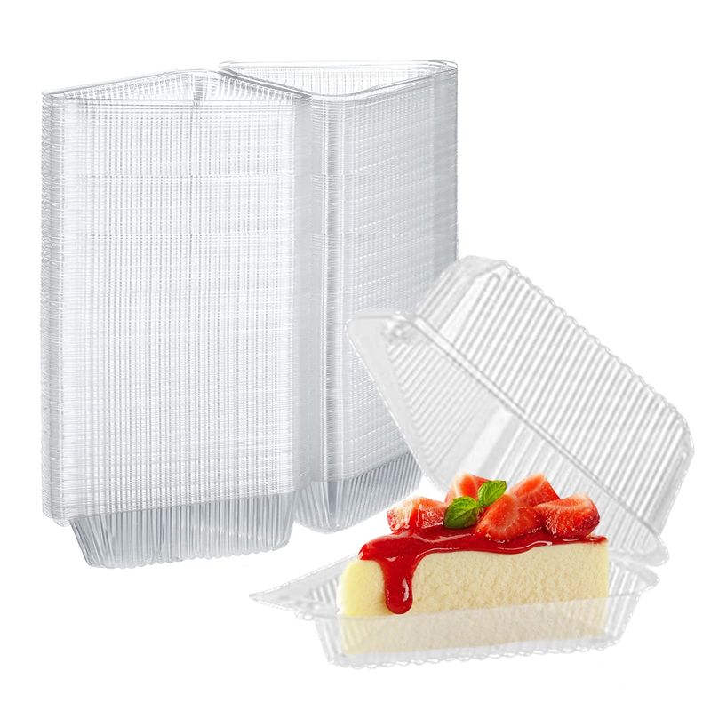 200 Pcs Transparent Cake Slice Containers Plastic Containers with Lids ...