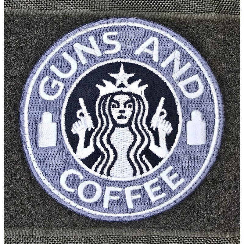 STARBUCKS GUNS AND COFFEE STAR WOMAN BULLET GRAY OPS ARMY TACTICAL HOOK ...
