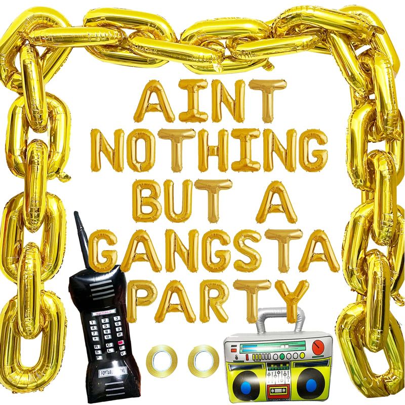 Aint Nothing But A Gangsta Party Balloon Banner Hip Hop Party ...