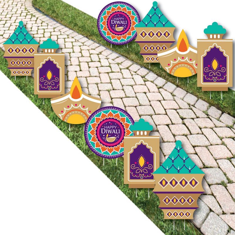 Big Dot of Happiness Happy Diwali - Diya Candles Lawn Decorations ...