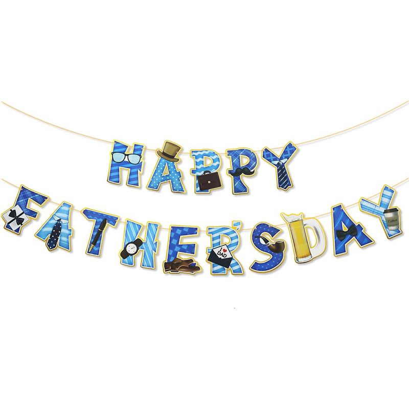 Blue Father's Day Party Decorations Happy Father's Day Banner Glasses ...