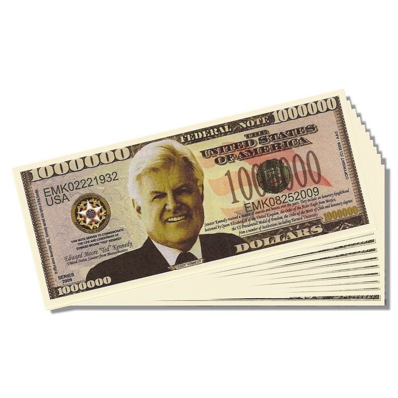 Ted Kennedy Novelty Million Dollar Bill - Set of 100 with 1 Bonus ...