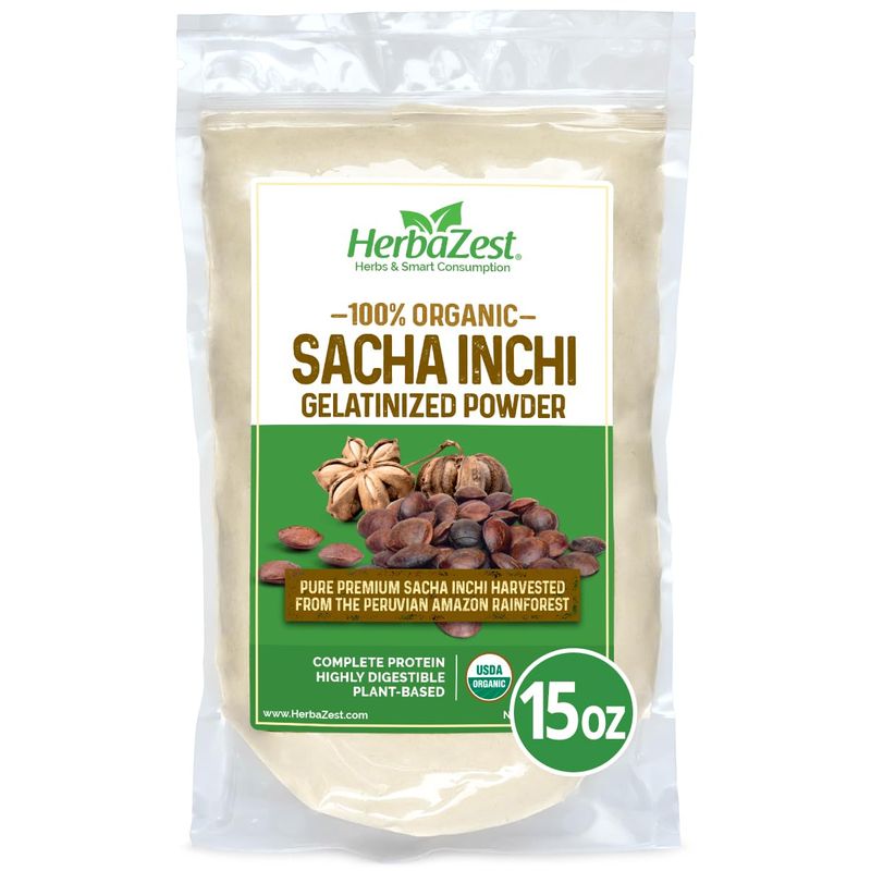 HerbaZest Sacha Inchi Protein Powder Organic - 15oz - USDA Certified ...