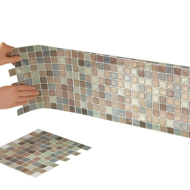 Collections Etc Multi-Colored Adhesive Mosaic Backsplash Tiles for ...