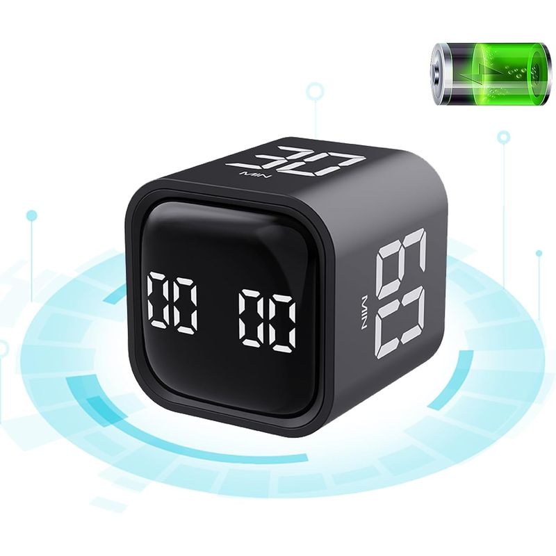 Cu-be Timer, Kitchen Timer, Gravity Sensor Flip Cu-be Timer, LED Display Silent Countdown Timer ...