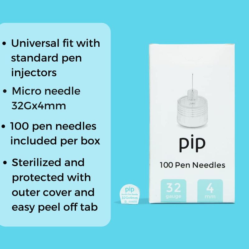 Pip Insulin Pen Needles (32G 4mm) 100 Pieces - EveryMarket