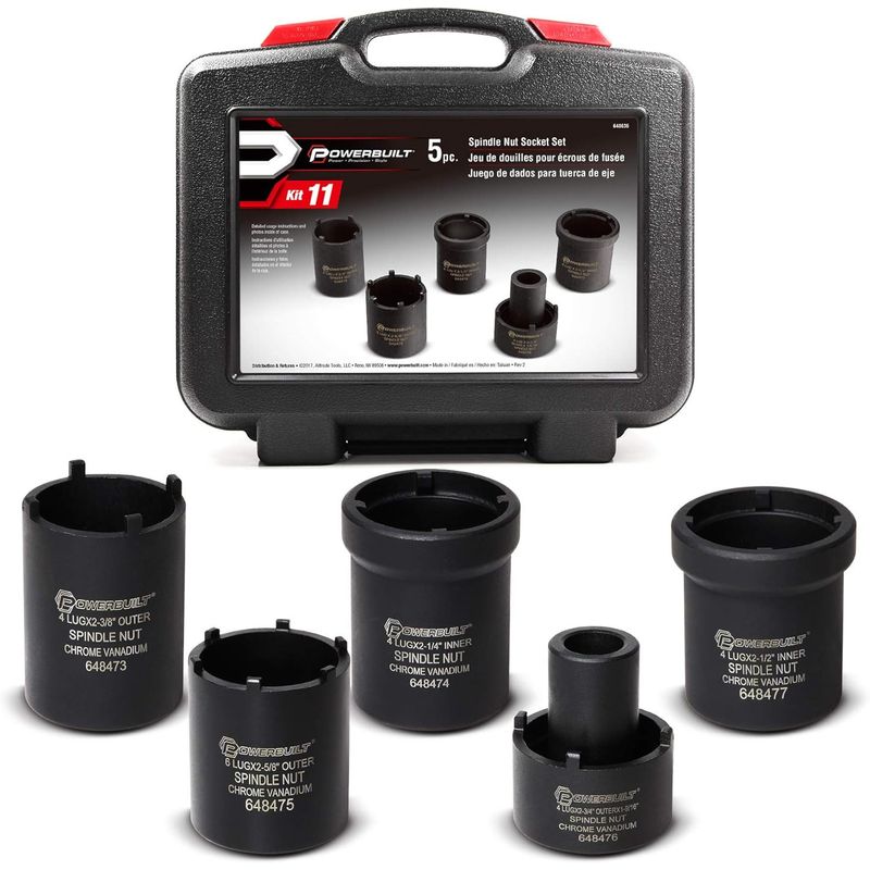 Spindle Nut Socket Tool Kit, 5 Piece, Remove Spindle Nuts, Various Size ...