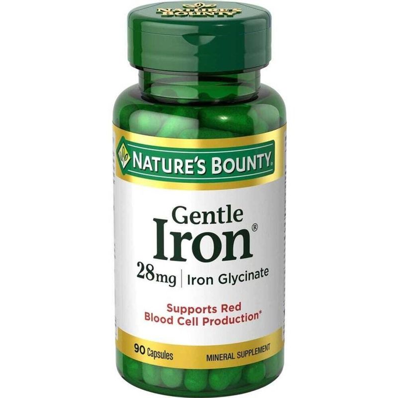 Nature's Bounty Gentle Iron 28mg 90 Capsules, 2 Counts, 90 Tablets ...