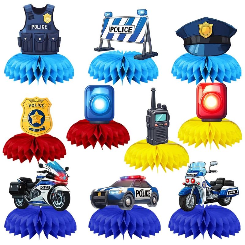 9 Pcs Police Centerpieces Police Birthday Party Decorations Police ...
