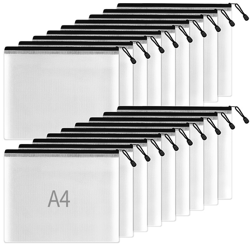 SUNEE Plastic Mesh Zipper Pouch 9x13 in (Black, 18 Packs),Extra Large ...