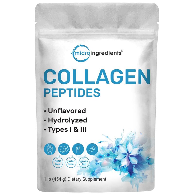 Micro Ingredients Hydrolyzed Collagen Peptides Powder, 1lb | Grass Fed ...