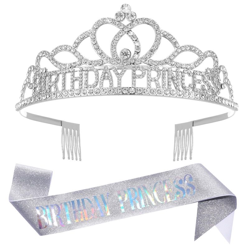 Birthday Tiara for Women Princess, Birthday Girl Sash and Crown Set ...