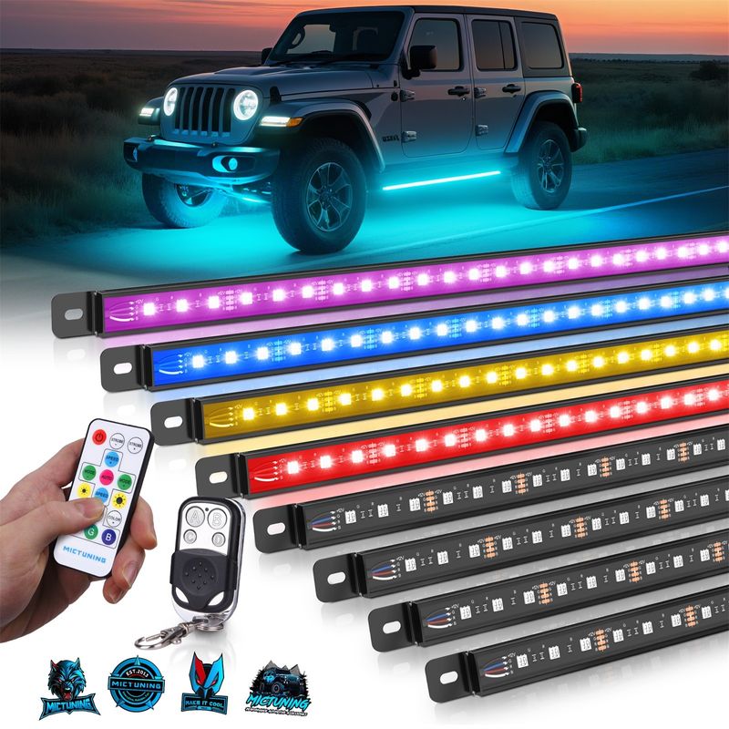 Dual-Control RGB Underglow LED Light Bars Kit - 8Pcs Exterior Neon ...