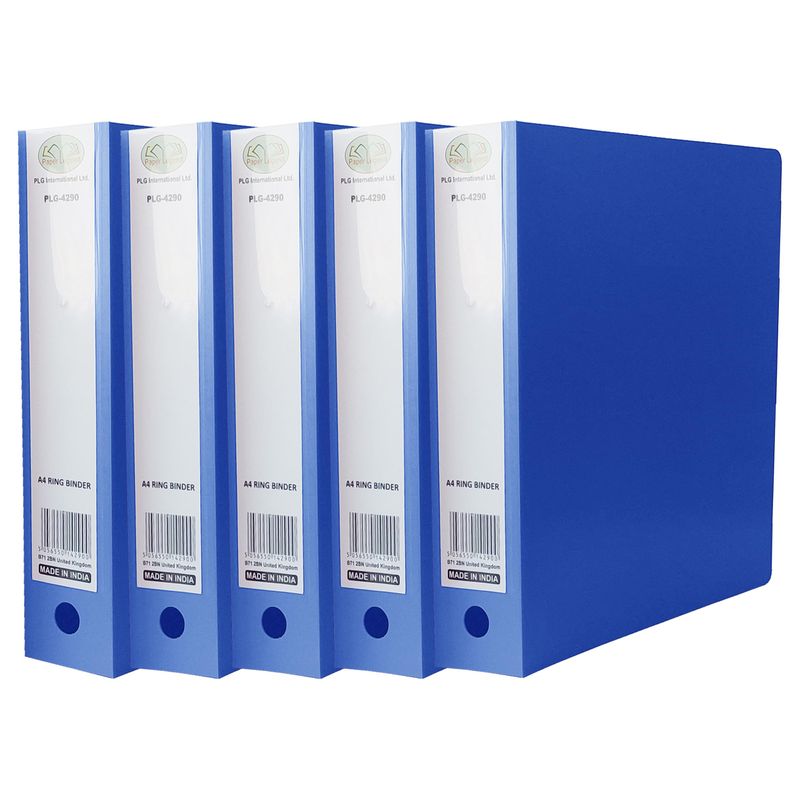 Eason Bros - A4 Ring Binder, Pack of 5 Blue A4 Binder Folder with 500 ...