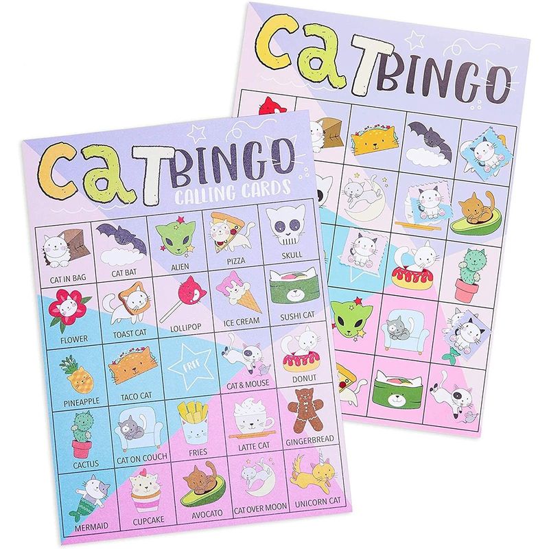 36 Pack Cat Themed Bingo Cards for Girls Birthday Party, Pet Kitten ...