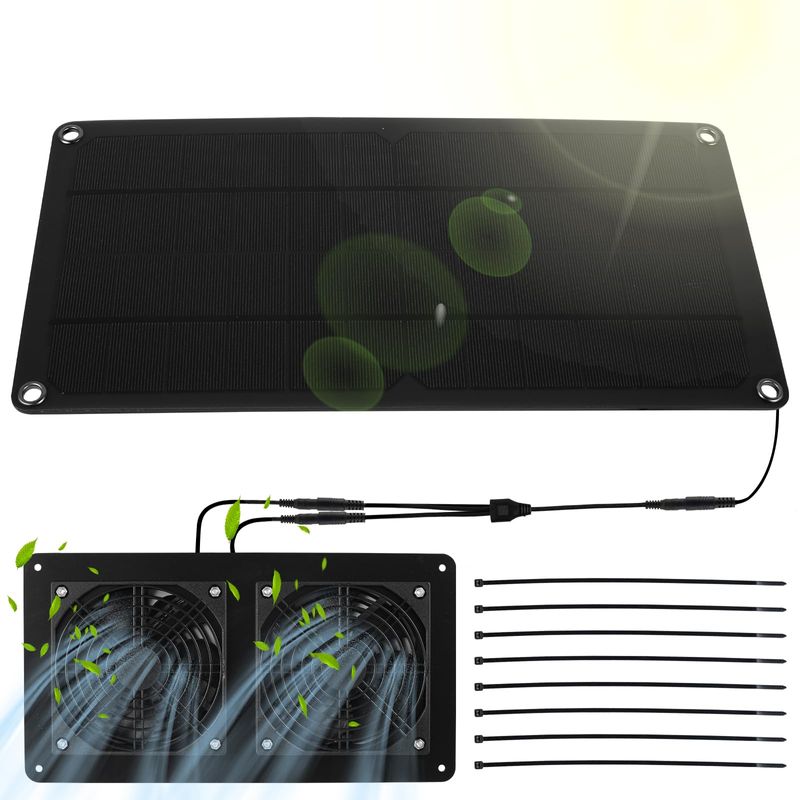 Powanfity Solar Fan, Solar Panel, Ventilation Fan, with Solar Panel ...