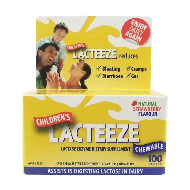 Lacteeze Childrens 100 chewable Tablets Strawberry by Gelda Scientific ...