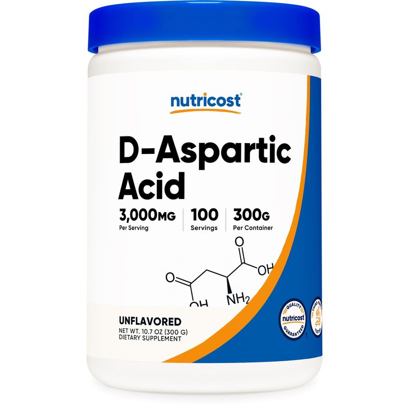 Nutricost D-Aspartic Acid (DAA) Powder 300G - Pure D Aspartic Acid ...