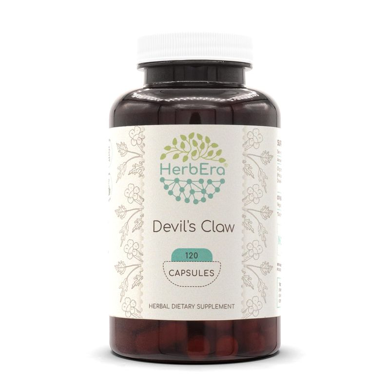 HerbEra Devil's Claw 120 Capsules, 500 mg, Devil's Claw (Harpagophytum ...