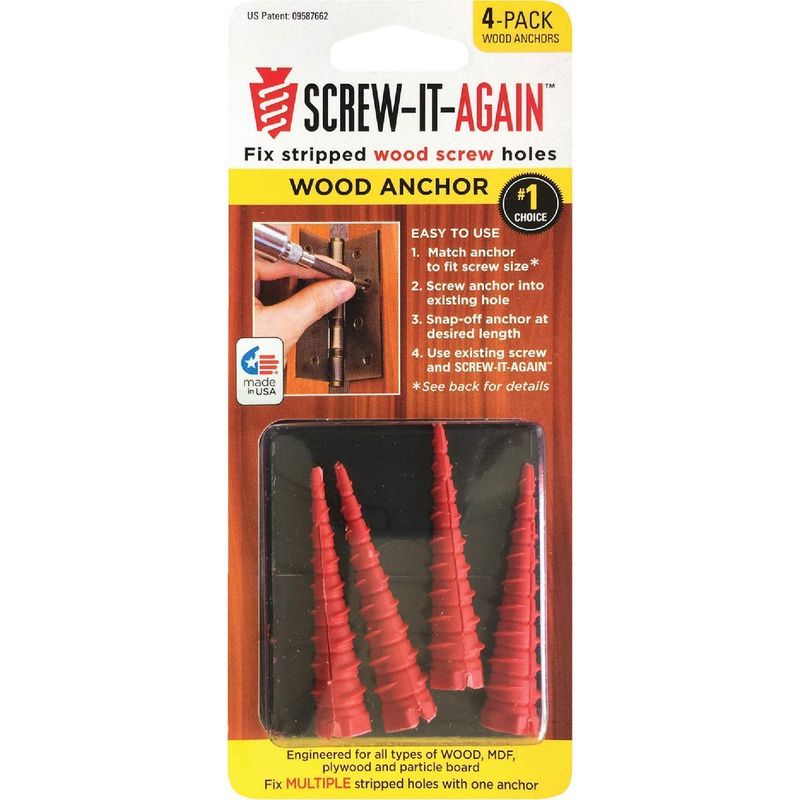 Screw-It-Again Sia Wood Anchor - 2 Set of 4 Pack,Red - Online ...