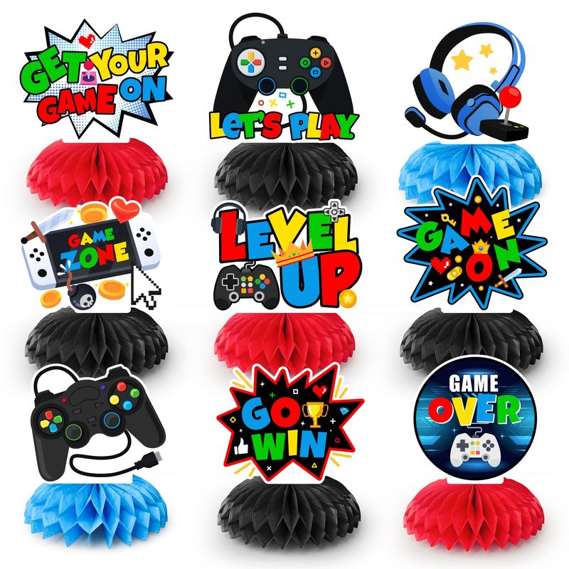 Video Game Honeycomb Centerpiece, 9 Pcs Video Game Honeycomb Table ...