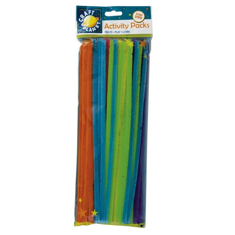 Craft Planet Pipe Cleaners 300mm 60 Pack 6 Neon Colours, Long Chenille ...